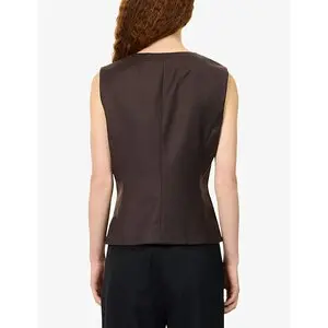 Theory Tailored Wrap Pleat Wool Vest