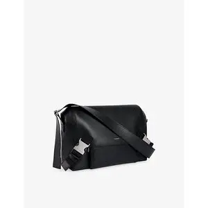 Sandro Brand-embossed Leather Messenger Bag