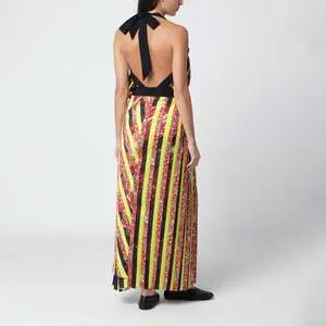 Dries Van Noten Long Striped Dress With Floral Pattern