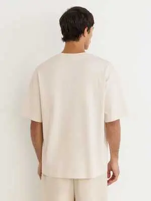 REISS Monogram Motif Cotton Relaxed-fit T-shirt - Ecru