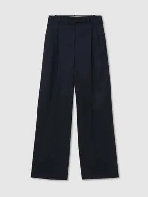 REISS Wool-blend Wide-leg Pleated Trousers
