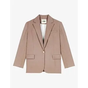 Maje Notch-lapel Oversized-fit Woven Blazer - Beige