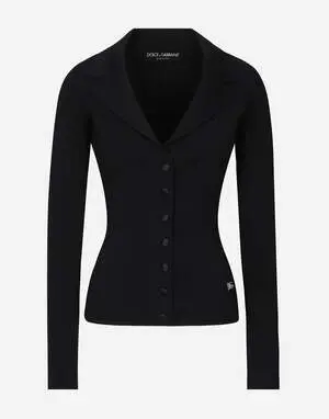 Dolce & Gabbana Short Stretch Viscose Knit Jacket With Dg Logo Blazers