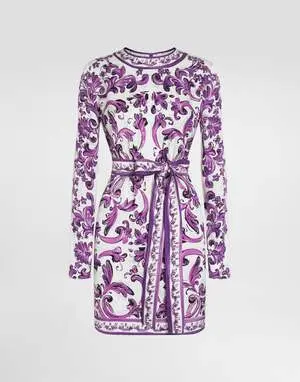 Dolce & Gabbana Majolica-print Charmeuse Dress Dresses - Multicolor