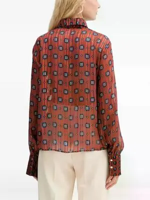 MORGAN Geometric-print Sheer Shirt