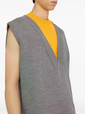 JIL SANDER Two-tone Layered Knitted Vest