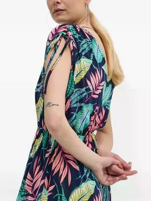 MORGAN Leaf-print Drawstring Maxi Dress