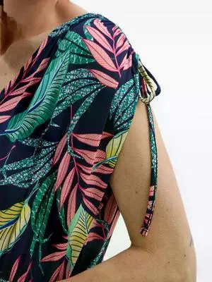 MORGAN Leaf-print Drawstring Maxi Dress