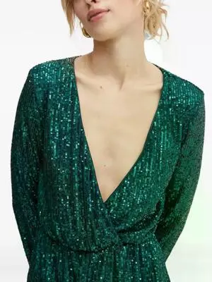 MORGAN Sequin-embellished Wrap-front Mini Dress