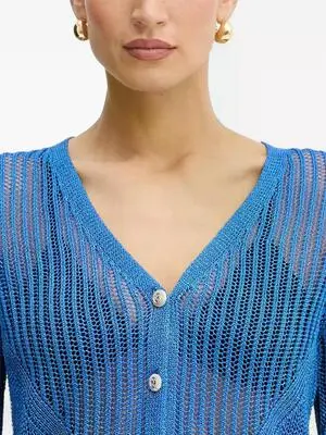 MORGAN Openwork-knit Button-down Cardigan