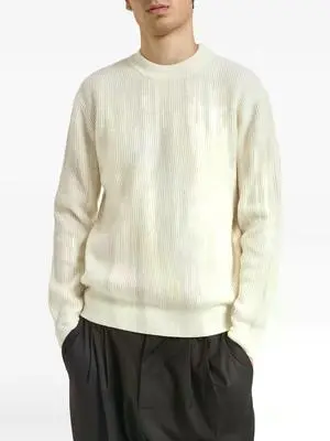 LES DEUX Crewneck Ribbed-knit Sweater - White