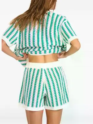 BANANA MOON Crochet-knit Striped Shirt - White