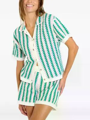BANANA MOON Crochet-knit Striped Shirt - White