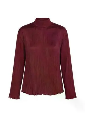 Vince Crinkled-finish High-neck Top - Red