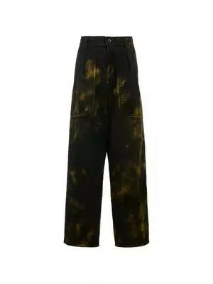 Y’s Bleach-effect Straight-leg Jeans - Black