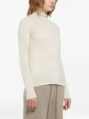 Max Mara Roll-neck Virgin Wool Sweater - Neutrals