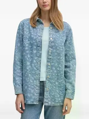 Sisley Laser-print Denim Shirt - Blue