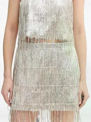 HAVEONE Sequin-embellished Fringed Mini Skirt