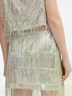HAVEONE Sequin-embellished Fringed Mini Skirt