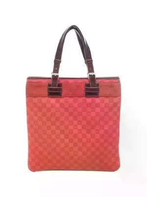 Loewe 2010s Anagram Leather-trim Tote Bag - Red