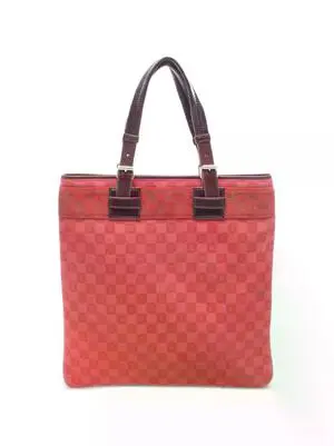 Loewe 2010s Anagram Leather-trim Tote Bag - Red