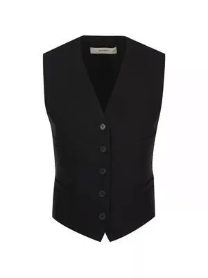 Fendi V-neck Sleeveless Waistcoat - Black