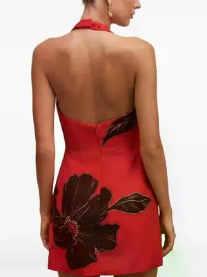 EVER NEW Floral-print Halterneck Mini Dress - Red