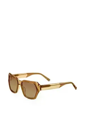 TURA Brianna Geometric-frame Sunglasses - Brown