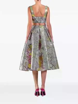GEMY MAALOUF Floral-print Cropped Top - Silver