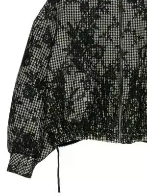 QUETSCHE Houndstooth-pattern Floral-print Jacket