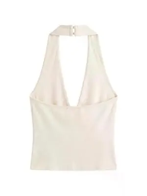 REFORMATION Lois Halterneck Wrap Top - Neutrals