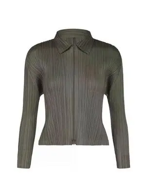 Issey Miyake Pleated Zip-up Shirt - Grey