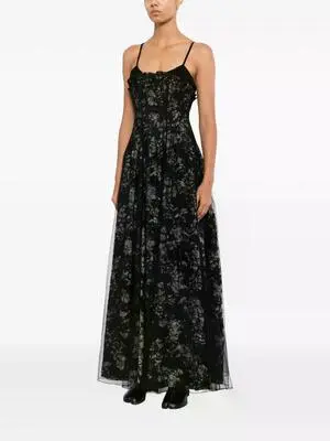 QUETSCHE Floral-jacquard Tulle-overlay Dress