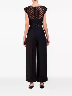 GEMY MAALOUF Embellished Mesh-overlay Top - Black