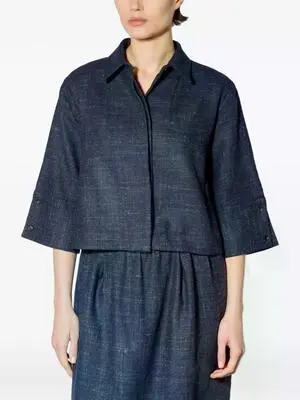 Liviana Conti Button-cuff Cropped Shirt - Blue