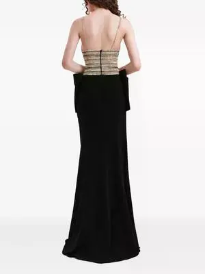 GEMY MAALOUF Beaded-bodice Bow-detail Maxi Dress