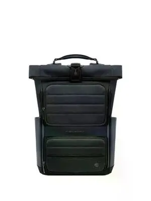 PIQUADRO Quilted-panel Roll-top Backpack - Blue