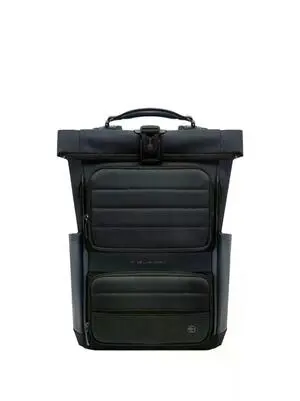 PIQUADRO Quilted-panel Roll-top Backpack - Blue
