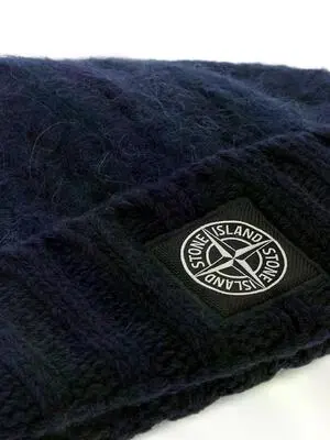 Stone Island N100009 Ribbed Baby Alpaca-blend Beanie - Blue