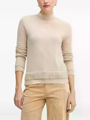 Sisley Ribbed High-neck Sweater - Neutrals