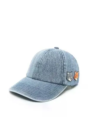 Maison Kitsuné Fox-patch Denim Baseball Cap - Blue