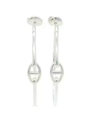 Hermès 2010s Gm Chaîne D'ancre Hoop Earrings - Silver