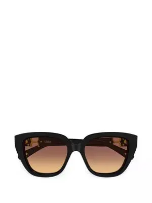 Chloé Logo-plaque Cat-eye Frame Sunglasses - Black
