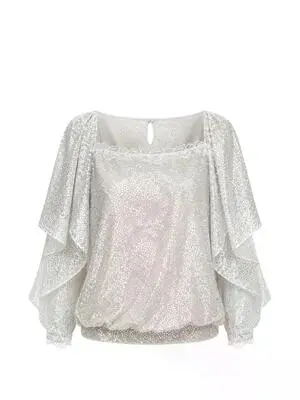 GEMY MAALOUF Lace-trim Shimmery Top