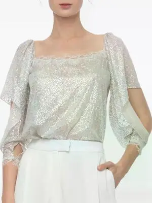 GEMY MAALOUF Lace-trim Shimmery Top