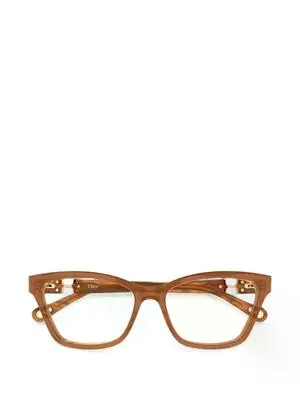 Chloé Logo-plaque Cat-eye Frame Glasses - Brown