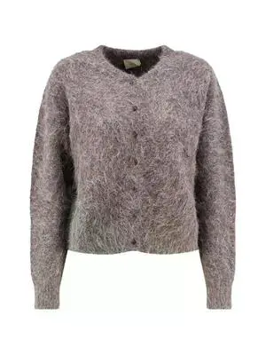 ALYSI V-neck Brushed-finish Cardigan - Brown