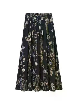PSOPHIA Dendelion Floral-print Pleated Maxi Skirt - Black