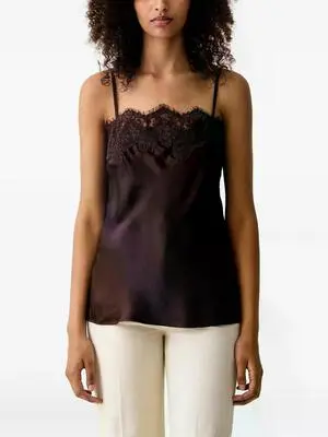 Luisa Spagnoli Lezioni Lace-trim Camisole Blouse - Brown