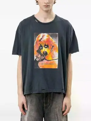 MARKING DISTANCE Graphic-print Distressed T-shirt - Black